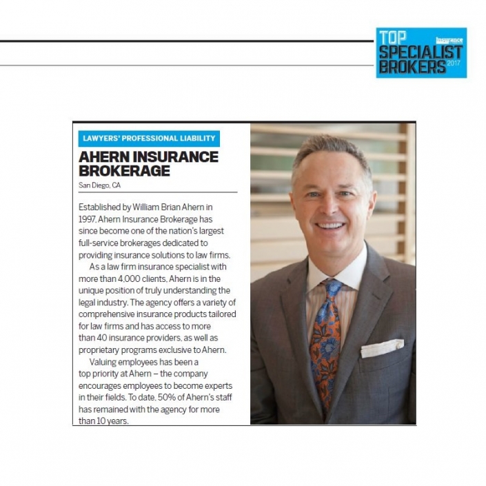 AHERN named 2017 Top Specialist Broker by Insurance Business Magazine ...